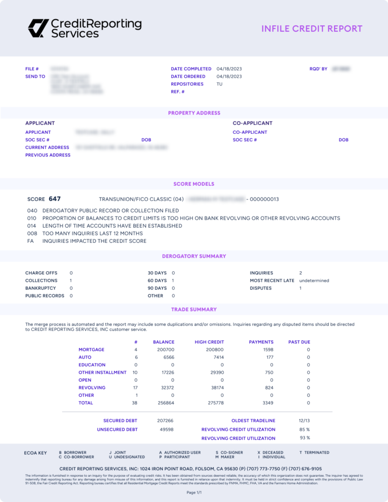 Introducing CRS PDF Credit Reports